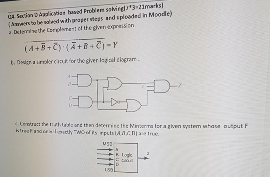 Solved Q4. Section D Application based Problem | Chegg.com