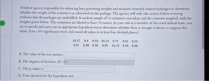 Solved A federal agency responsible for enforcing laws | Chegg.com