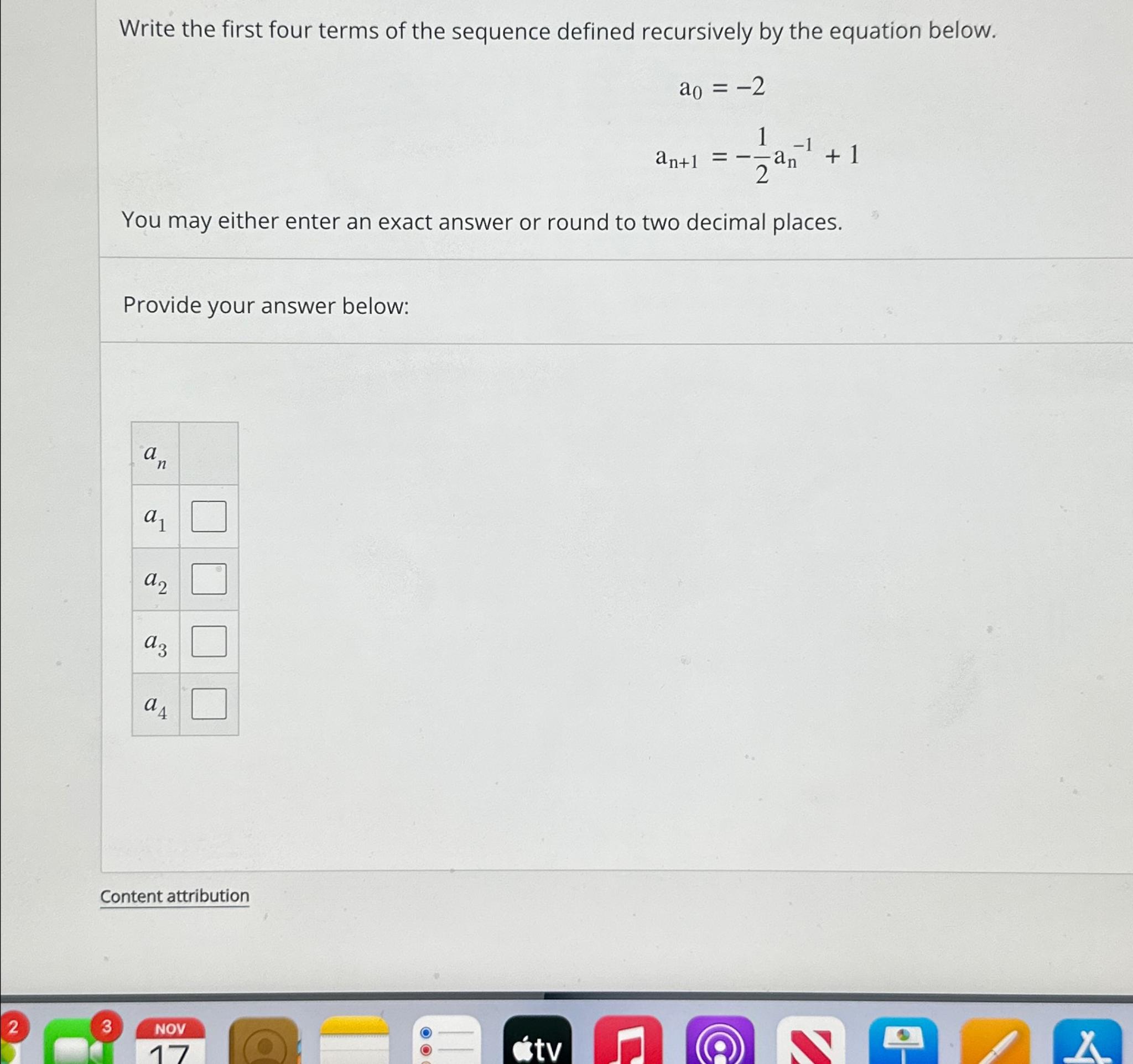 Write the first four terms of the sequence defined | Chegg.com