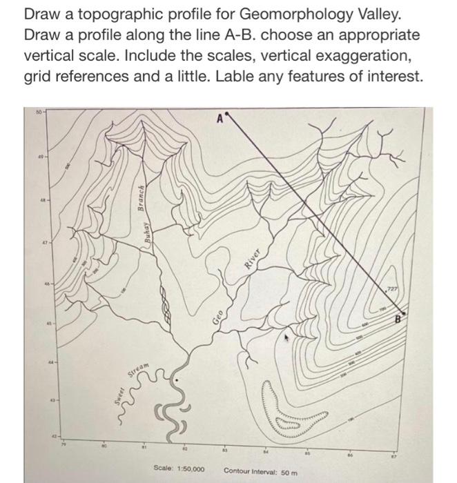 Solved Draw a topographic profile for Geomorphology Valley. | Chegg.com