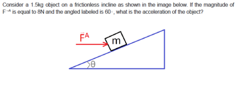 Solved Consider a 1.5 ﻿kg object on a frictionless incline | Chegg.com