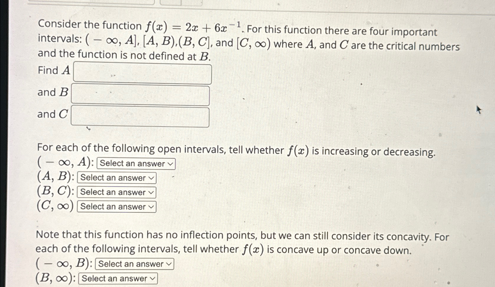 Solved Consider the function f(x)=2x+6x-1. ﻿For this | Chegg.com