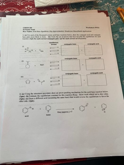 Solved CHEM 205 Worksheet (32) 52 Points Total Key Topicsdel | Chegg.com