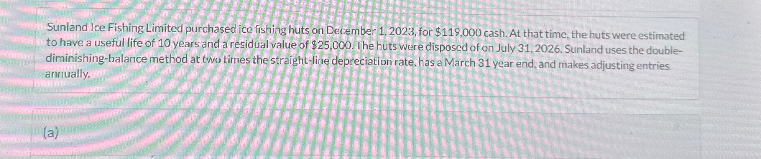 Solved Sunland Ice Fishing Limited purchased ice fishing | Chegg.com