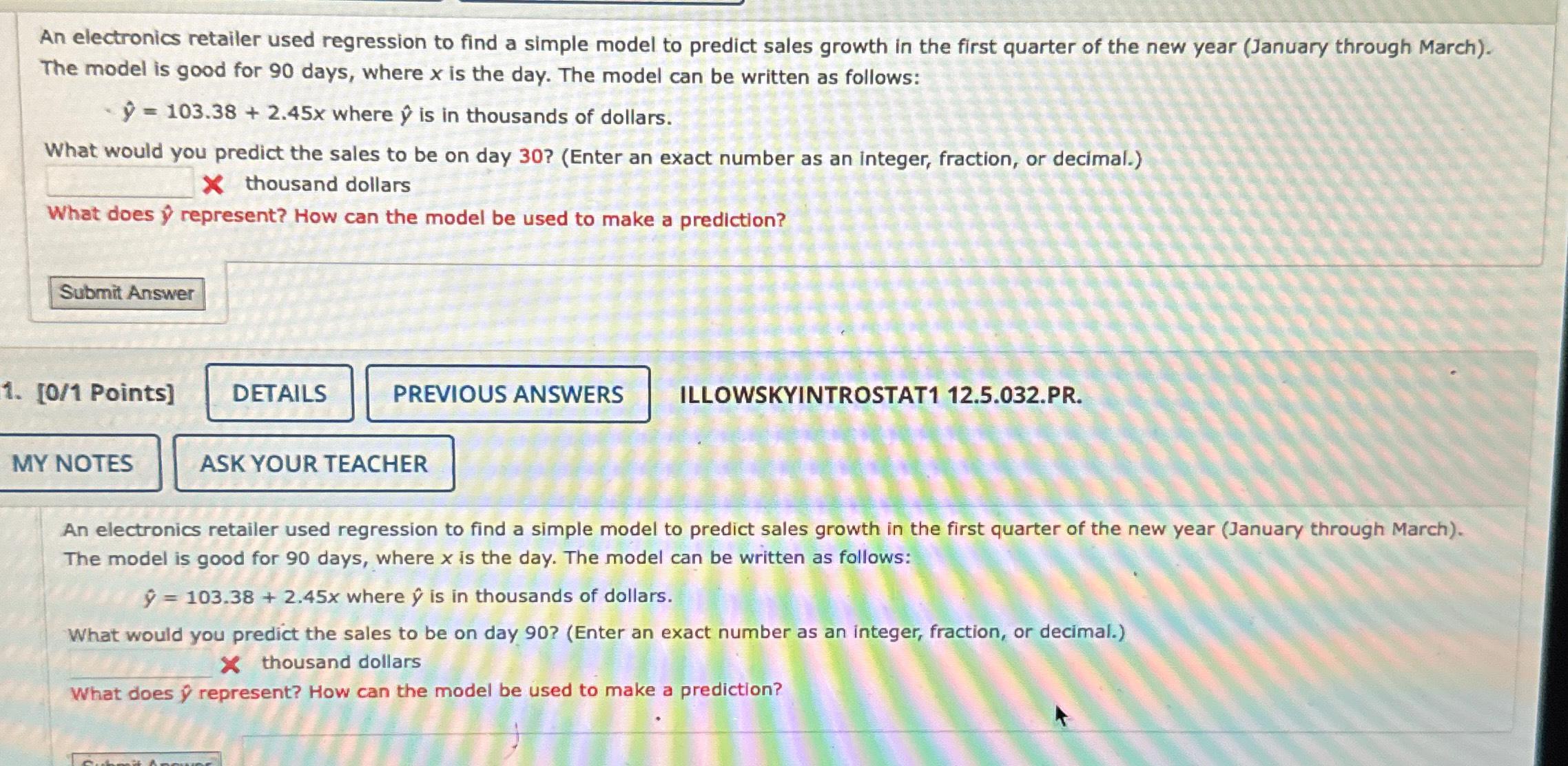 Solved An electronics retailer used regression to find a | Chegg.com