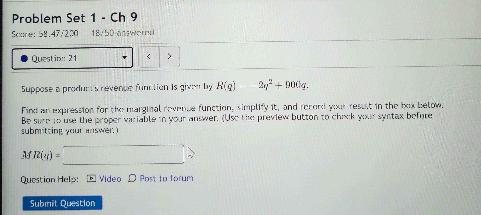 Solved Problem Set 1 - Ch 9 Score: 80.47/20025/50 answered | Chegg.com