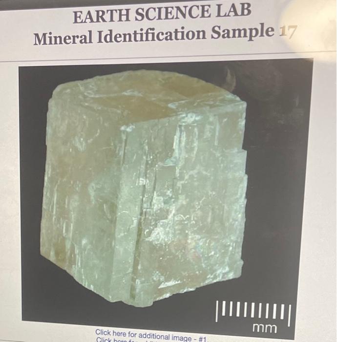 Solved EARTH SCIENCE LAB Mineral Identification Sample | Chegg.com