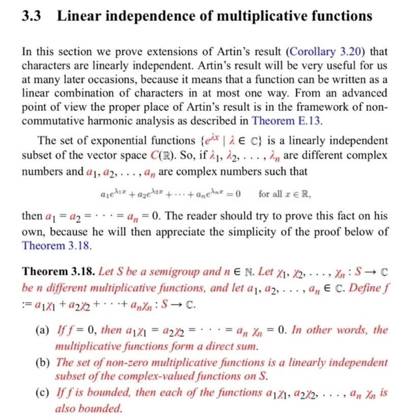 Solved 3.3 Linear independence of multiplicative functions | Chegg.com
