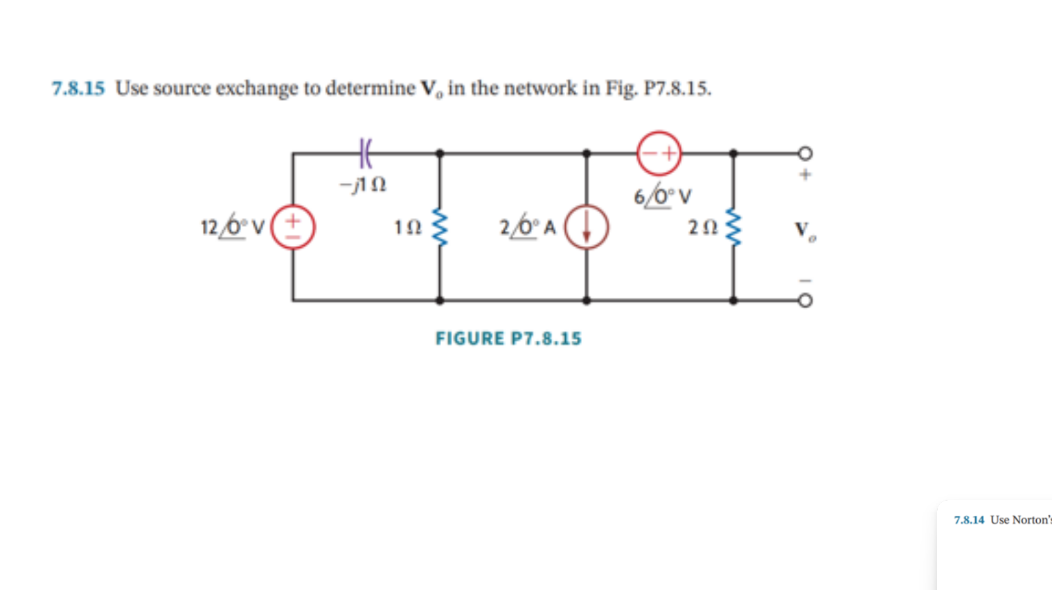 7.8.15 ﻿Use source exchange to determine V0 ﻿in the | Chegg.com