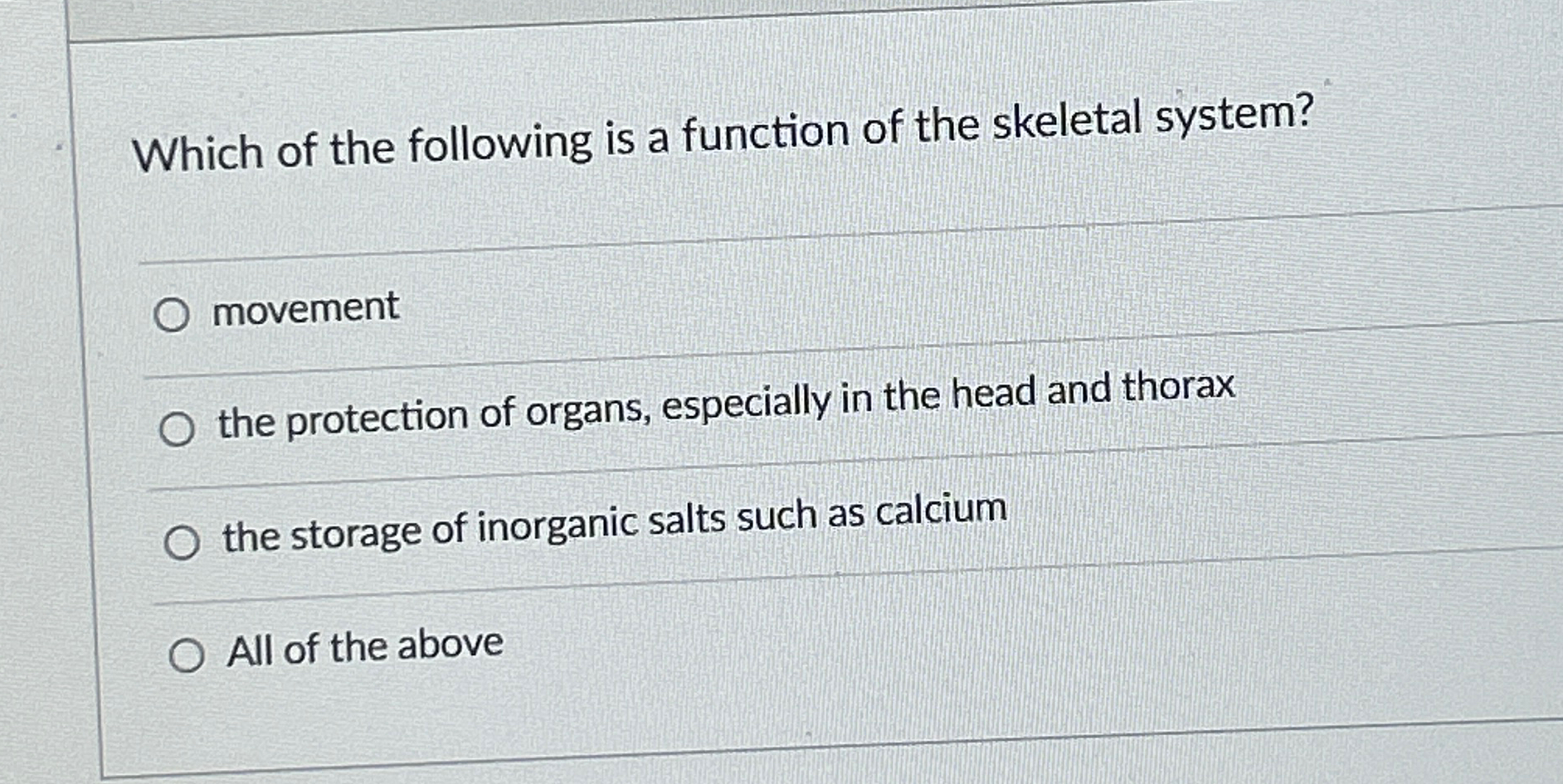Solved Which of the following is a function of the skeletal | Chegg.com