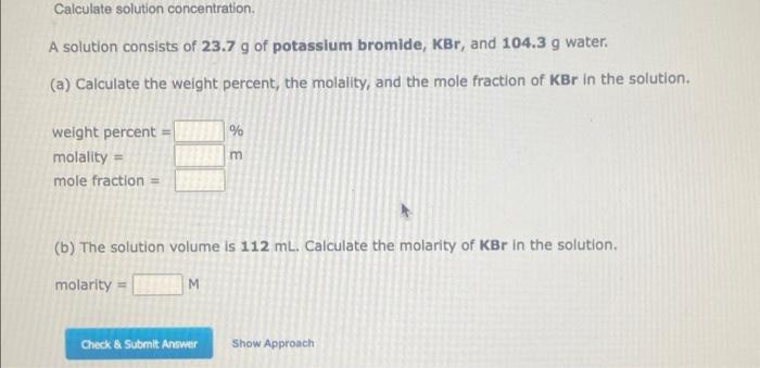 Solved Calculate solution concentration, A solution consists | Chegg.com
