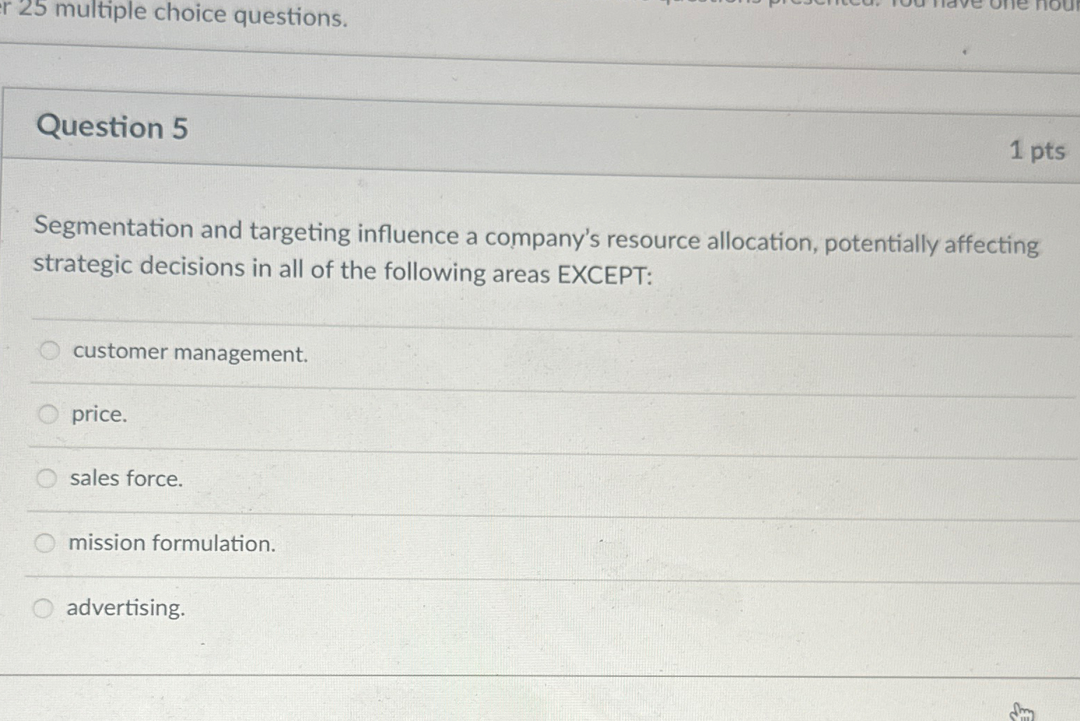 Solved Question 51 ﻿ptsSegmentation and targeting influence | Chegg.com