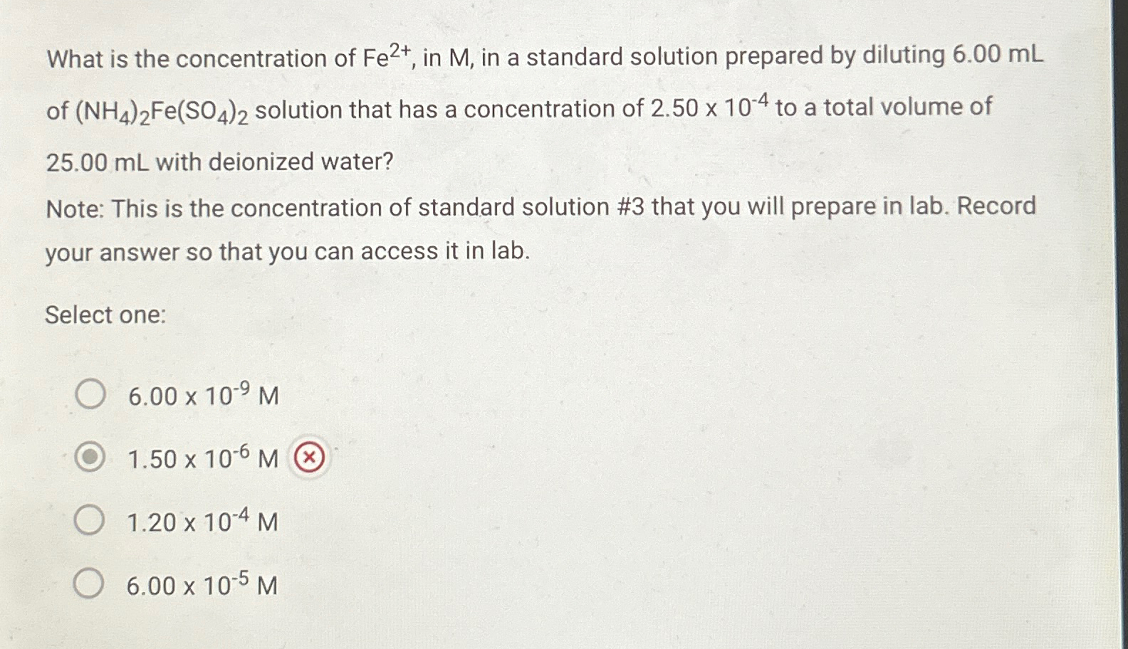 Solved What is the concentration of Fe2+, ﻿in M, ﻿in a | Chegg.com