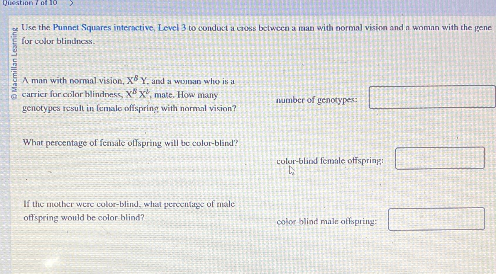 Solved Question 7 ﻿of 10Use the Punnet Squares interactive, | Chegg.com