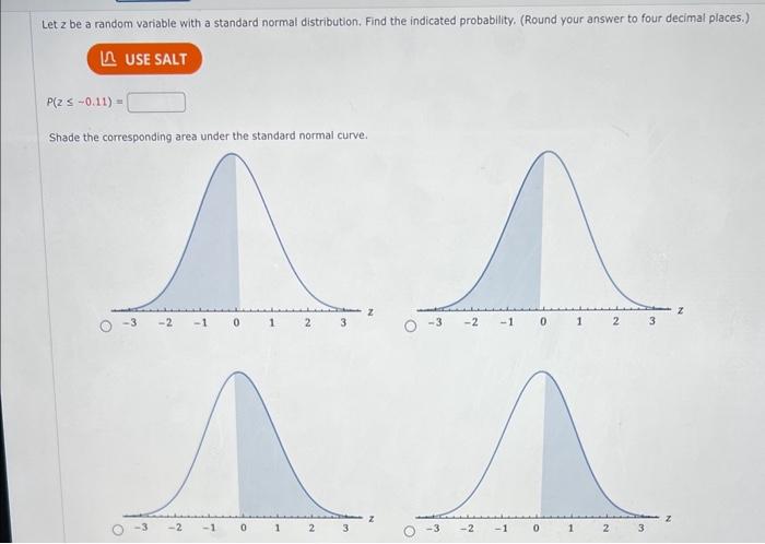 Solved Let z be a random variable with a standard normal | Chegg.com