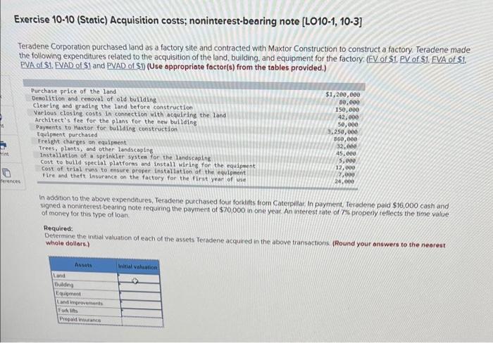 [Solved]: im Exercise 10-10 (Static) Acquisition costs; non