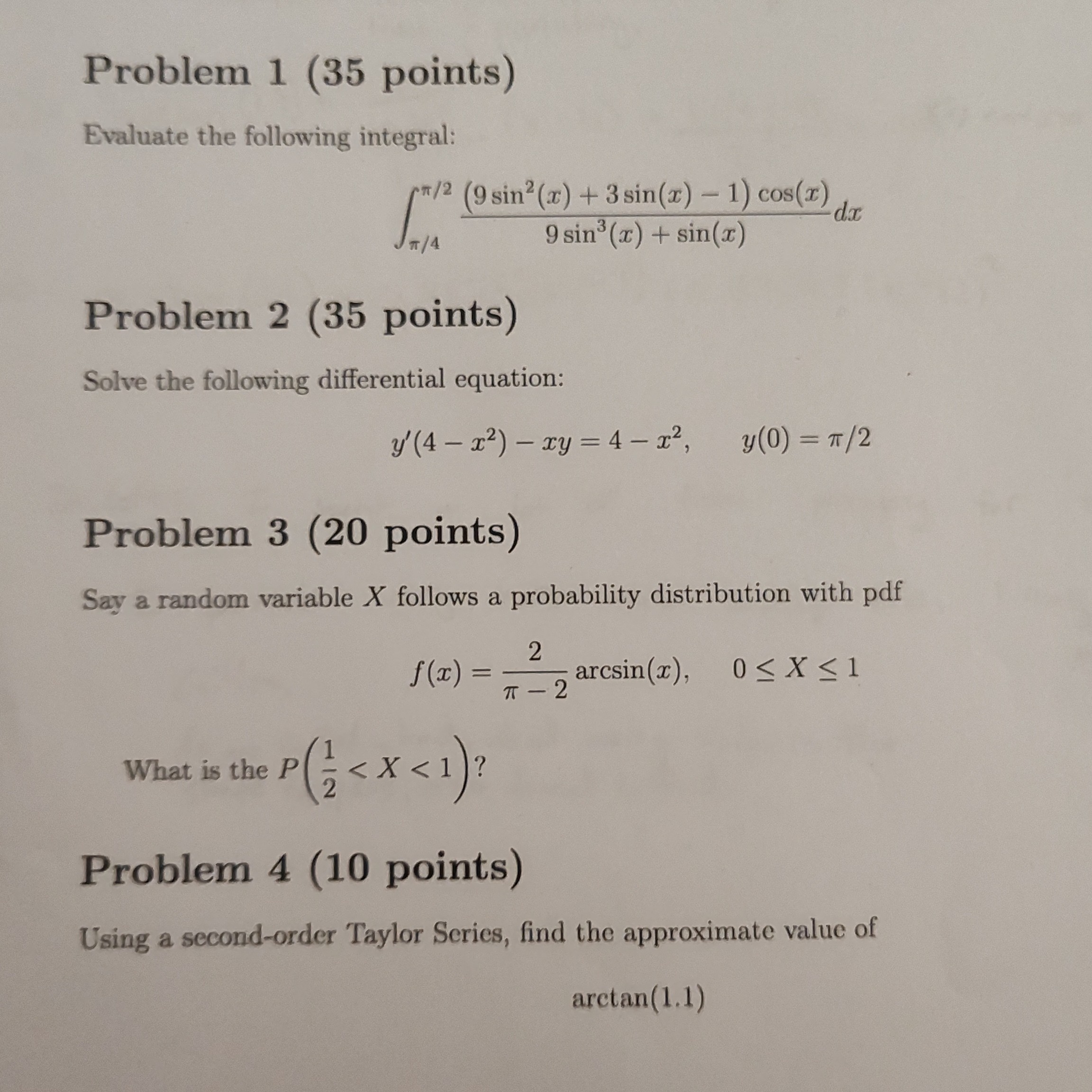 Solved Problem 1 (35 ﻿points)Evaluate the following | Chegg.com