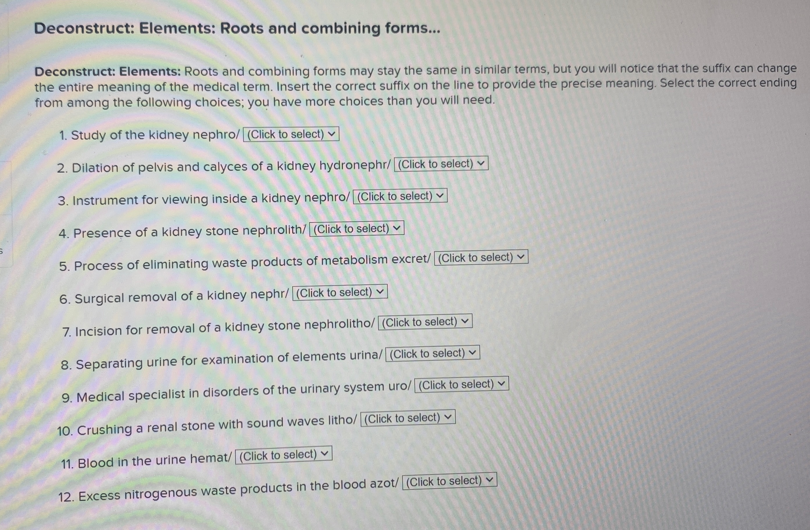 Solved Deconstruct: Elements: Roots and combining | Chegg.com