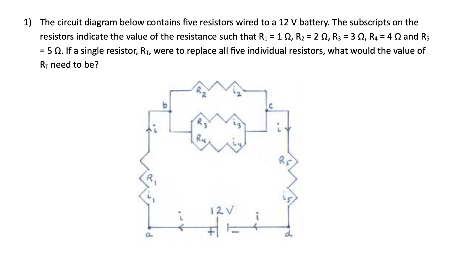 Solved 1. ﻿The circuit diagram below contains five resistors | Chegg.com