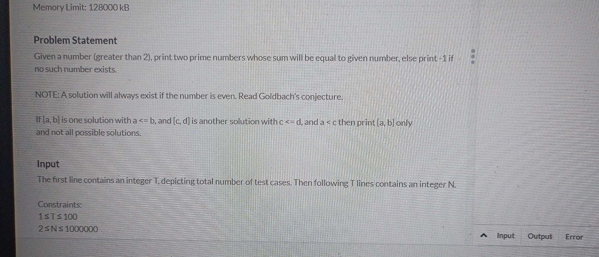 Solved Problem Statement Given a number (greater than 2), | Chegg.com