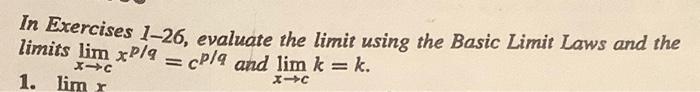 Solved evalute using basic limit laws (see second picture | Chegg.com