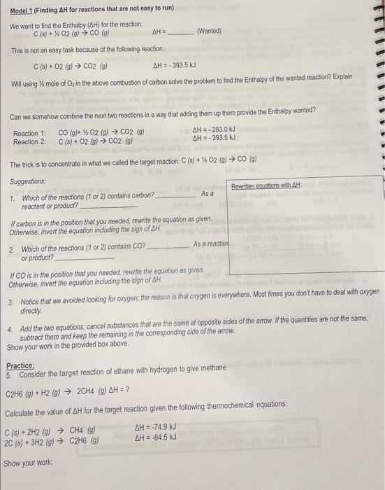 Solved Hess' Law Enthalpy is a state function, which means | Chegg.com