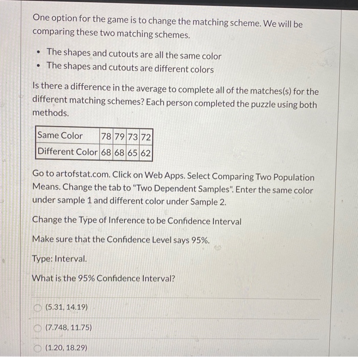 Solved One option for the game is to change the matching | Chegg.com