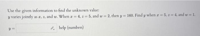Solved Use the given information to find the unknown value: | Chegg.com