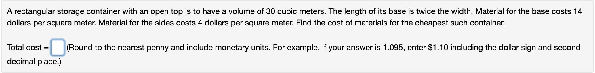 Solved A rectangular storage container with an open top is | Chegg.com