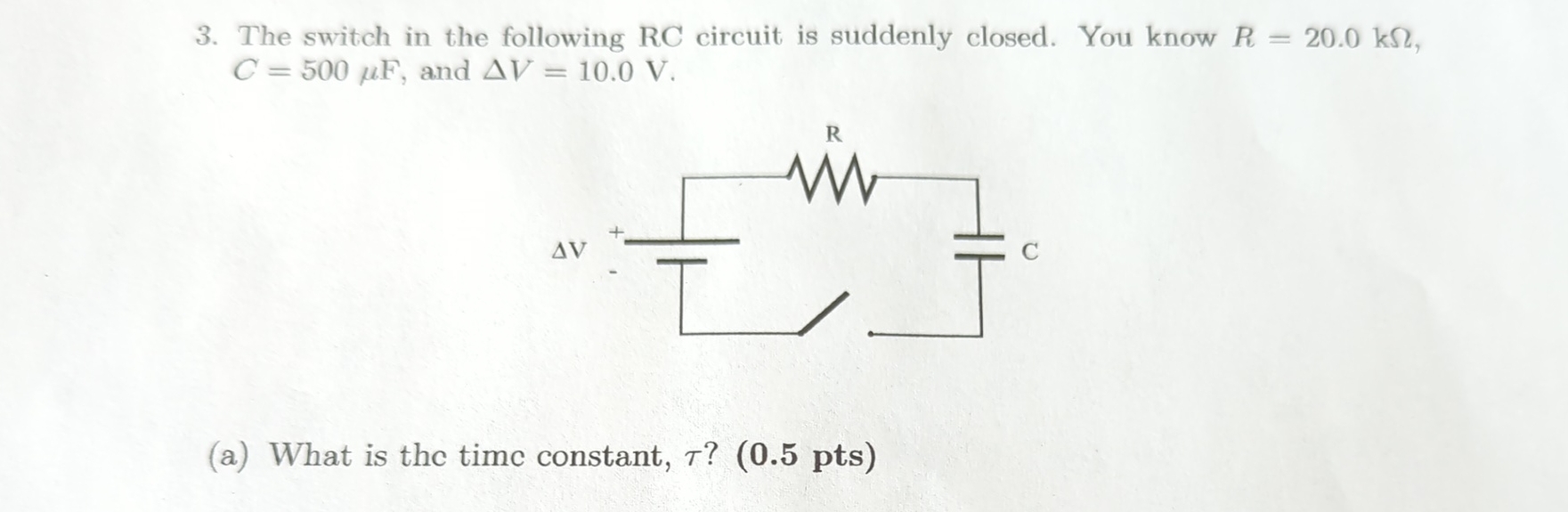 Solved The switch in the following RC circuit is suddenly | Chegg.com