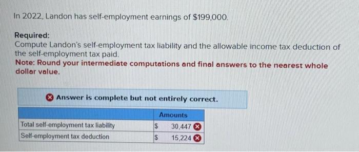 Solved In 2022, Landon has self-employment earnings of | Chegg.com
