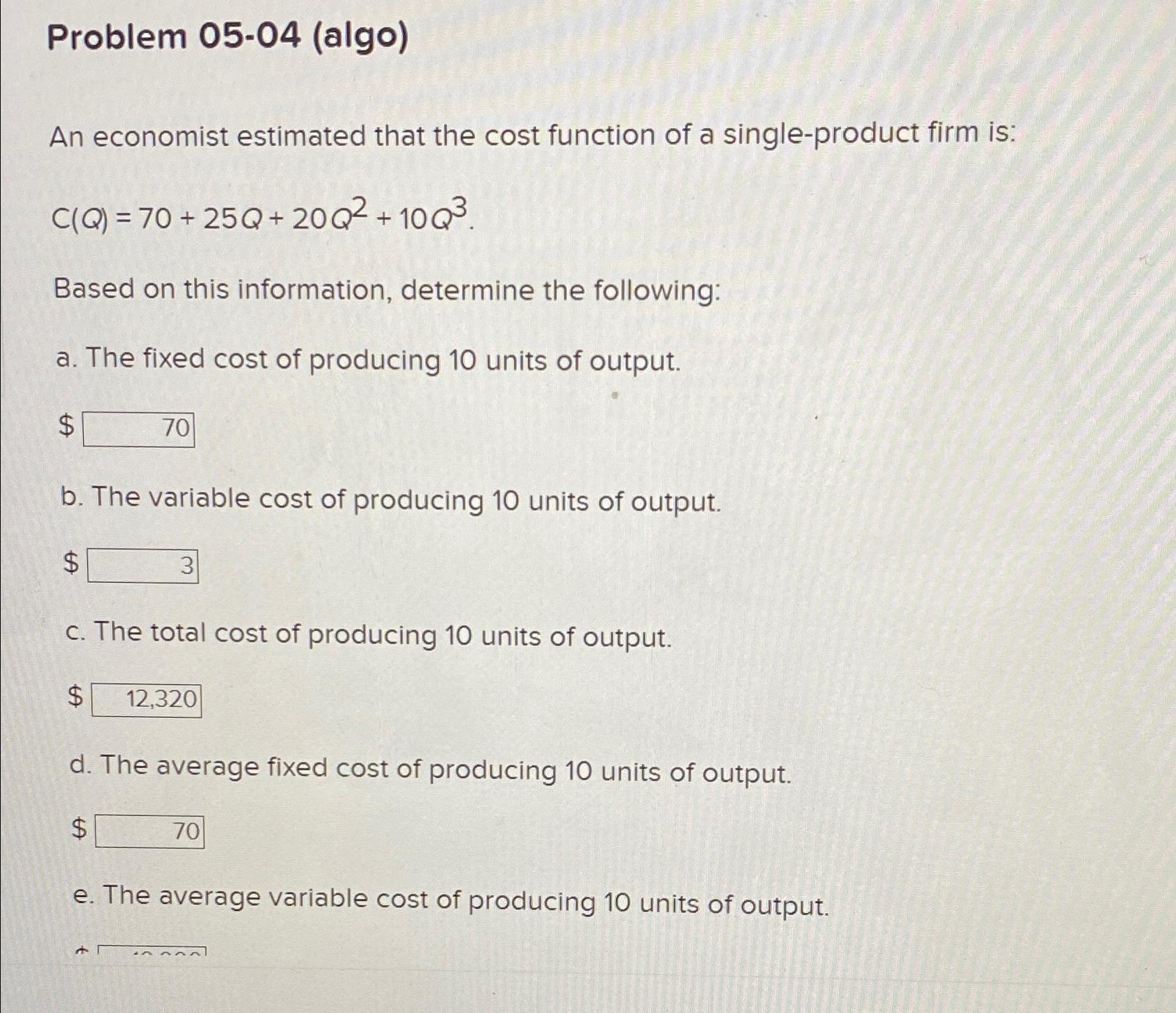 Solved Problem 05-04 (algo)An economist estimated that the | Chegg.com