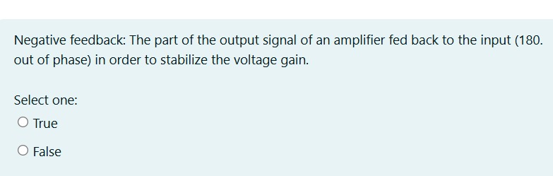 Solved Negative feedback: The part of the output signal of | Chegg.com
