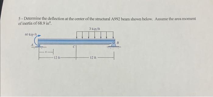 Solved 5-Determine the deflection at the center of the | Chegg.com