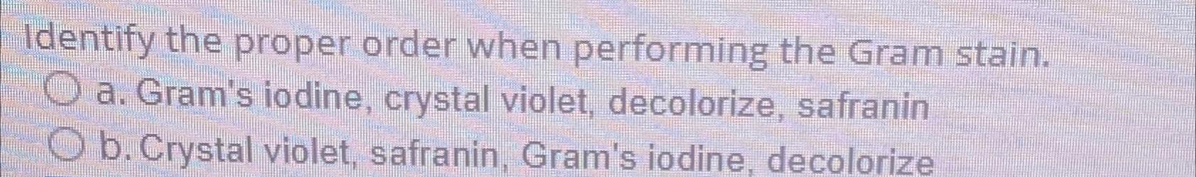 Solved Identify the proper order when performing the Gram | Chegg.com