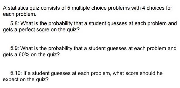 Solved A statistics quiz consists of 5 multiple choice | Chegg.com
