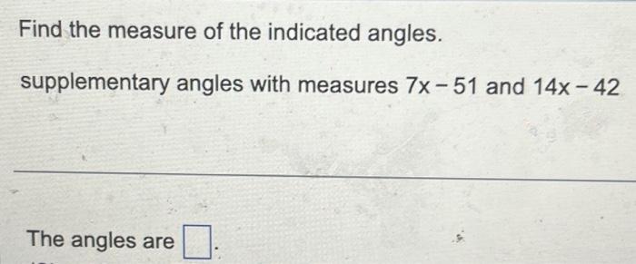 Solved Find The Measure Of The Indicated Angles
