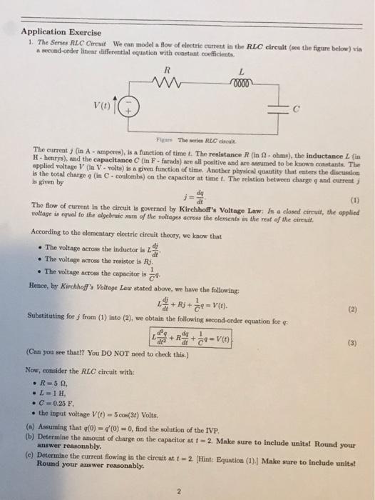 Solved Application Exercise 1. The Series RLC Circuit We can | Chegg.com