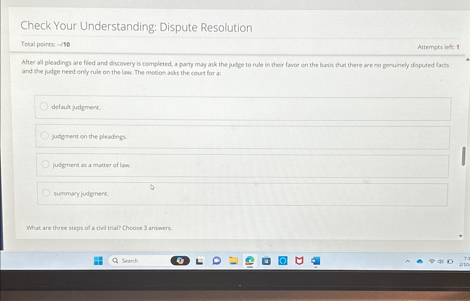 Solved Check Your Understanding: Dispute ResolutionTotal | Chegg.com