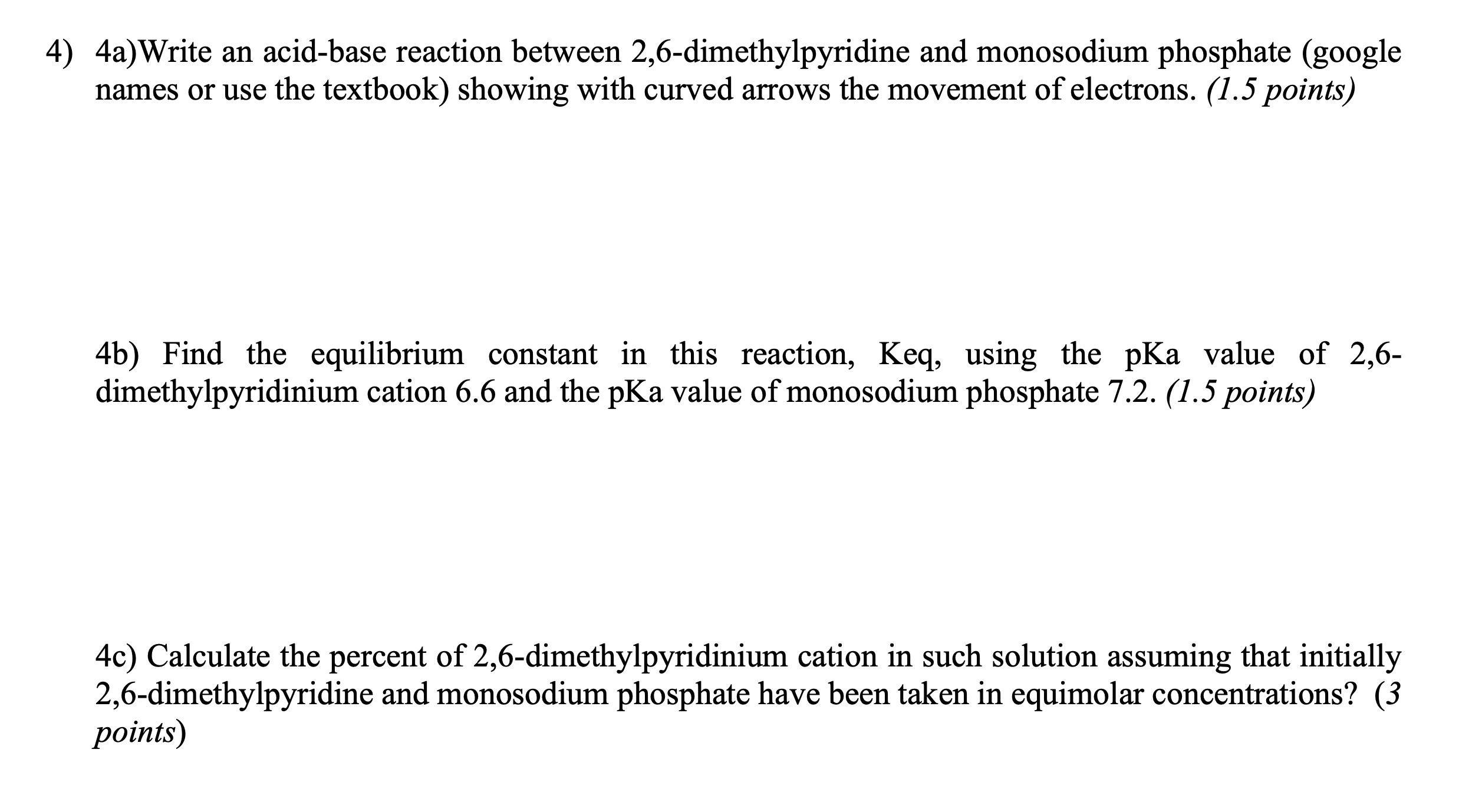 Solved 4a)Write an acid-base reaction between | Chegg.com