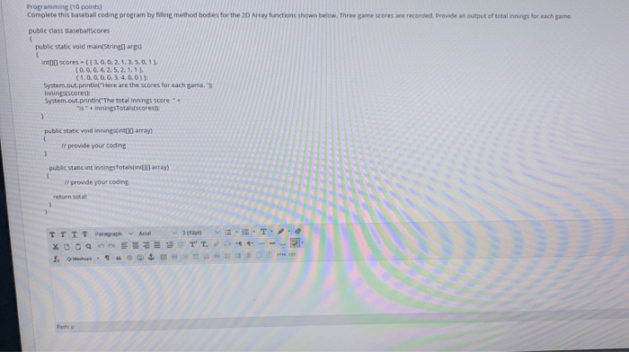 Solved Programming 10 Points Complete This Baseball Coding 4454