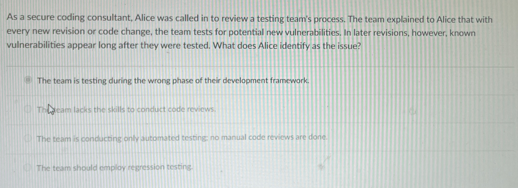 Solved As a secure coding consultant, Alice was called in to | Chegg.com