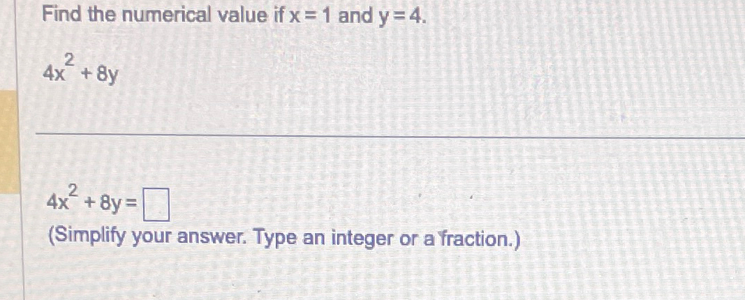 Solved Find the numerical value if x=1 ﻿and | Chegg.com
