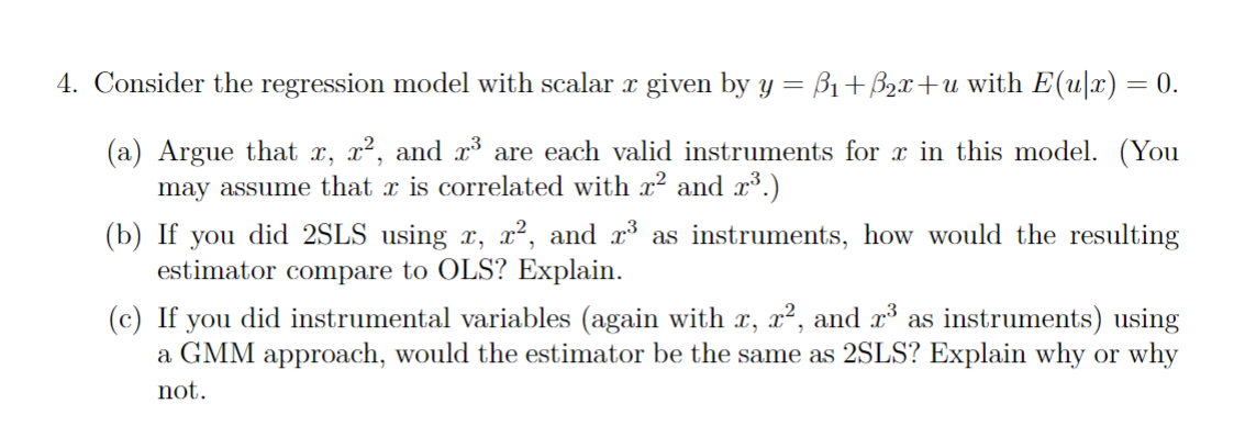 Solved Consider the regression model with scalar x given by | Chegg.com
