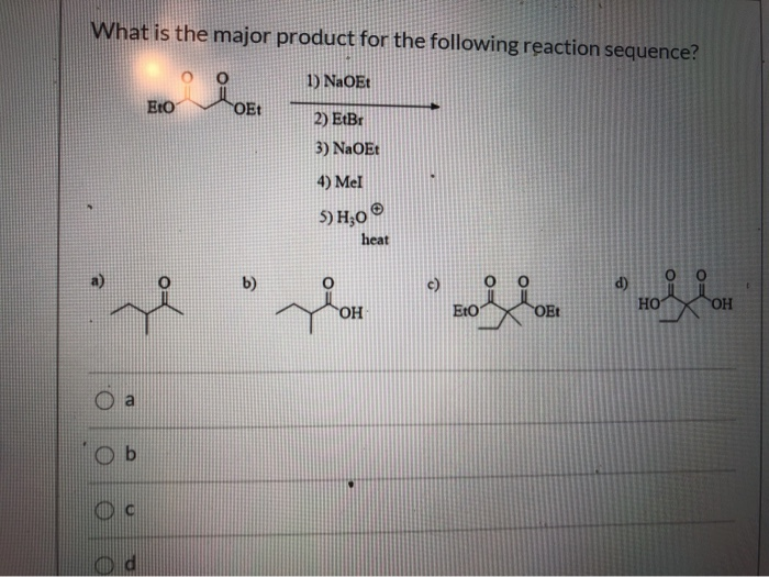Solved What is the major product for the following reaction | Chegg.com