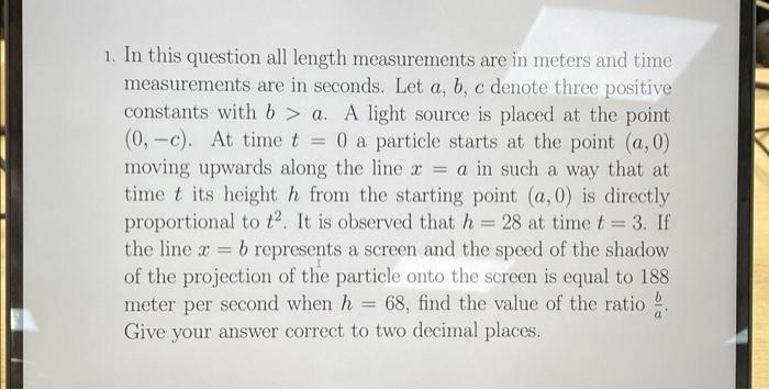 Solved 1. In this question all length measurements are in | Chegg.com