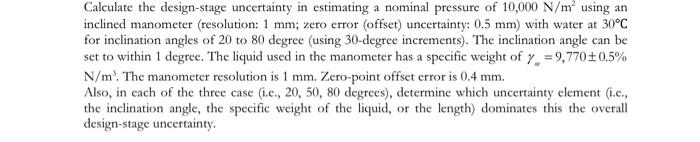 Solved Calculate the design-stage uncertainty in estimating | Chegg.com