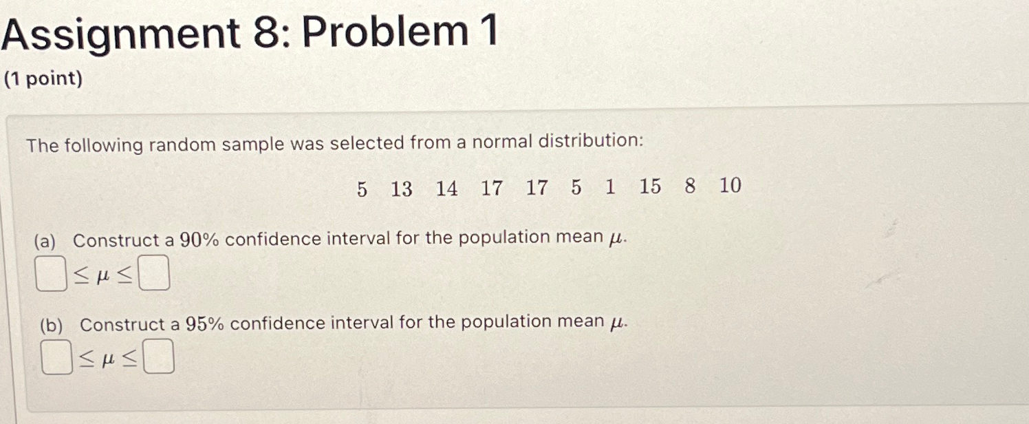 Solved Assignment 8: Problem 1(1 ﻿point)The following random | Chegg.com