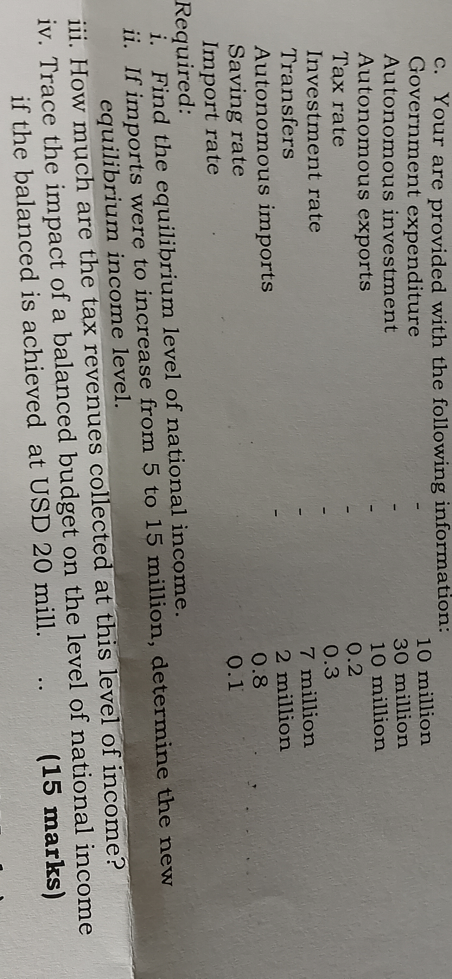 Solved c. ﻿Your are provided with the following | Chegg.com