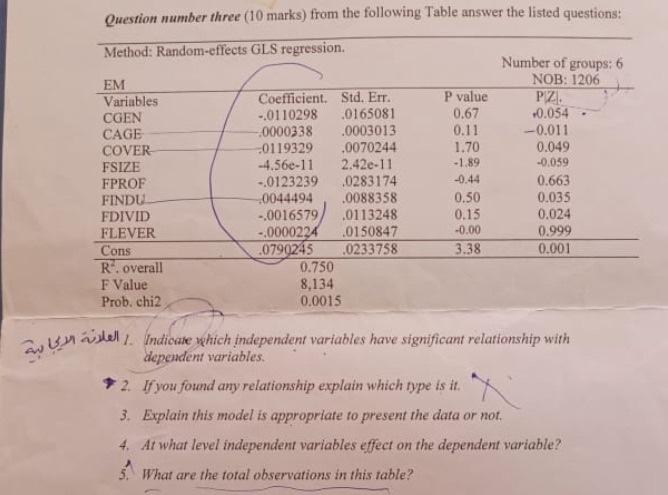 Solved Question number three (10 marks) from the following | Chegg.com